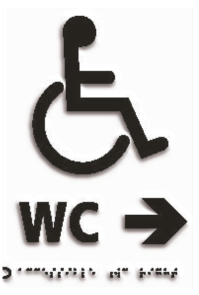 Wheelchair WC Right Arrow BRAILLE / TACTILE